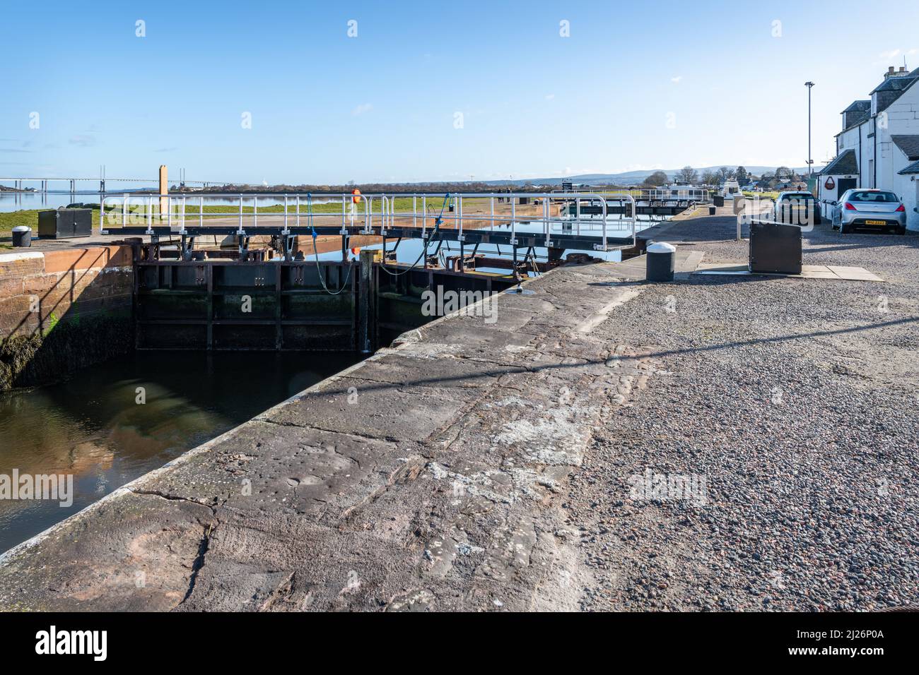 The Eastern sea lock gate of the Caledonian Canal from the seaward side ...