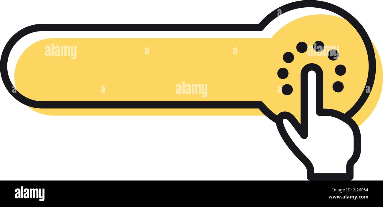 Finger pressing yellow button. Click here symbol Stock Vector Image ...