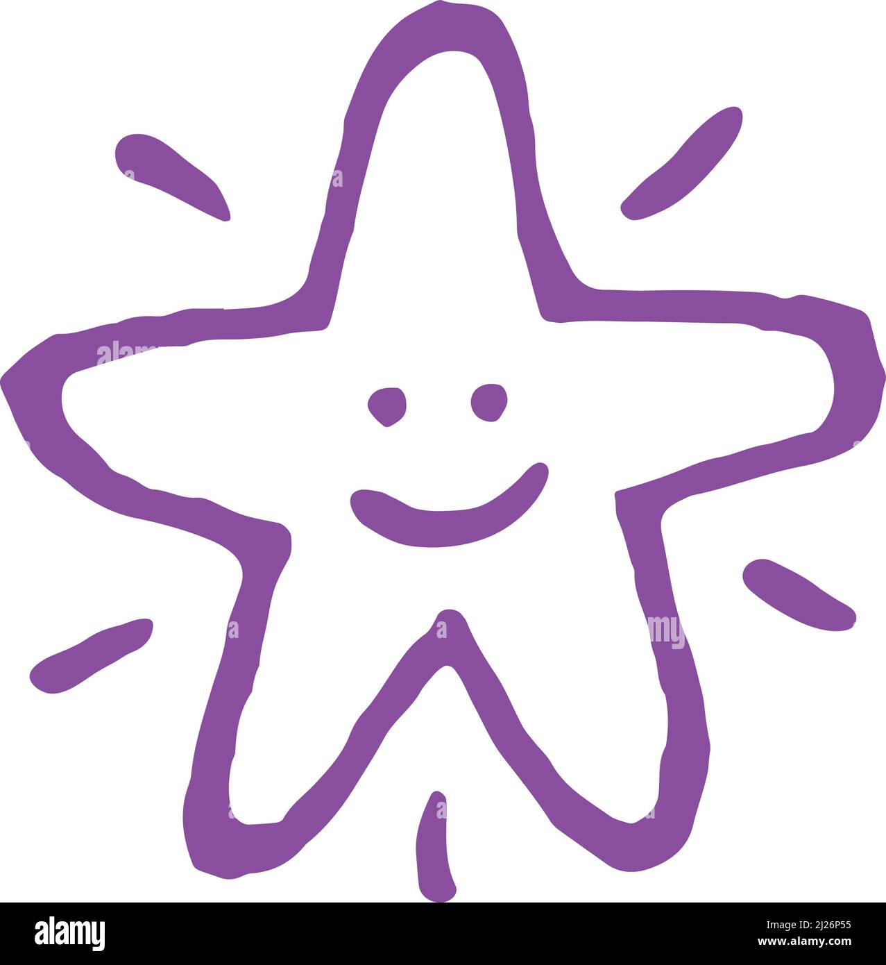 Smiling star. Hand drawn funny happy character Stock Vector Image & Art ...