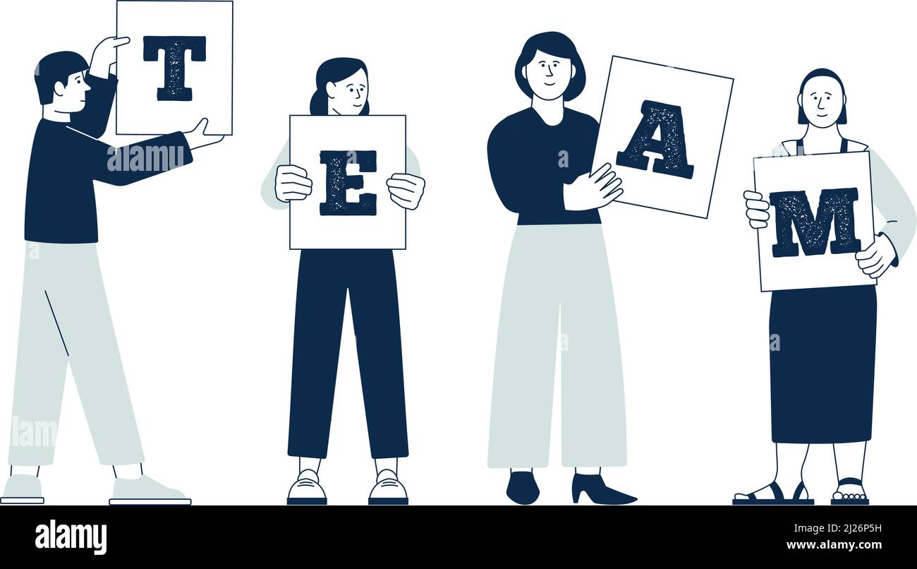 Hands people team word letters get Stock Vector Images - Alamy