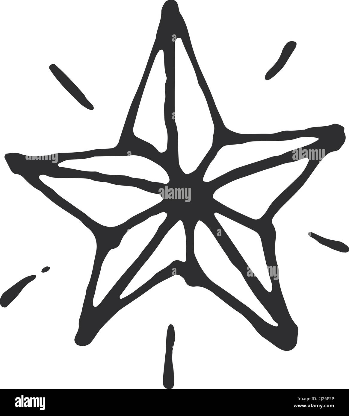 Shining star sketch. Hand drawn decorative doodle Stock Vector Image ...