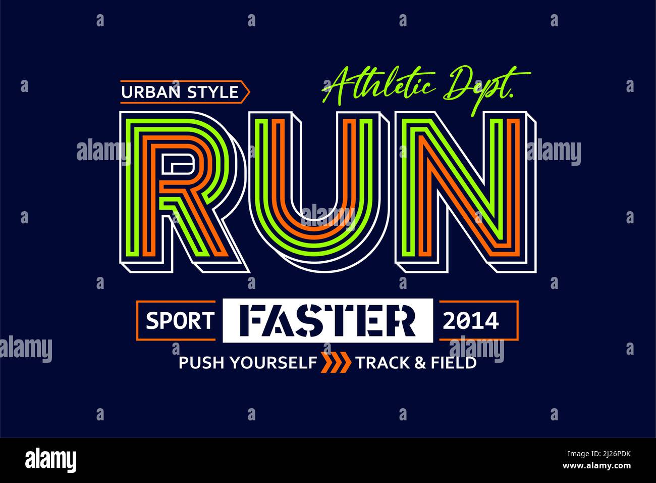 Typography design run faster, vector illustration, to print on t-shirts ...