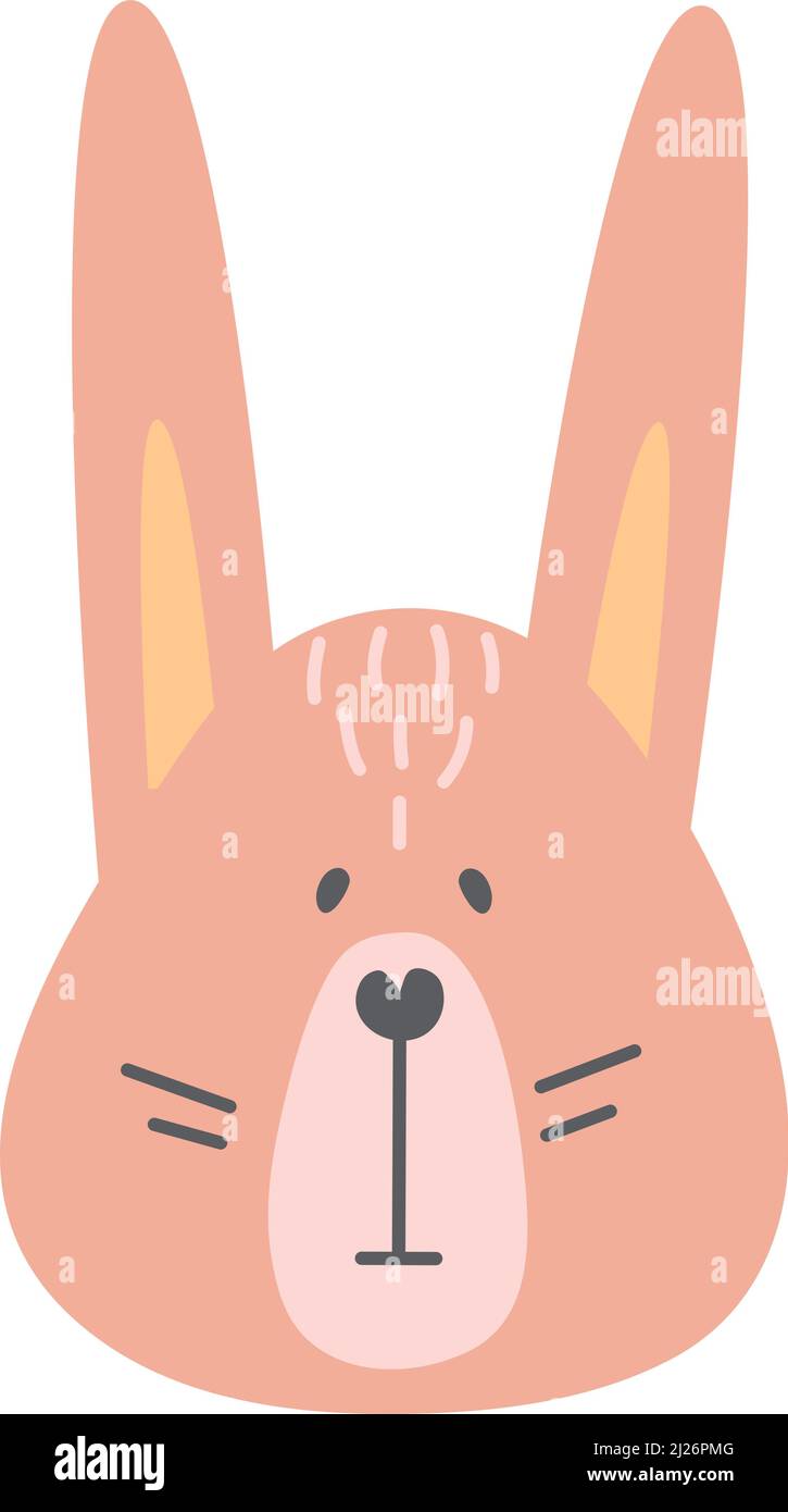 Cute bunny head. Cartoon baby rabbit portrait Stock Vector Image & Art ...