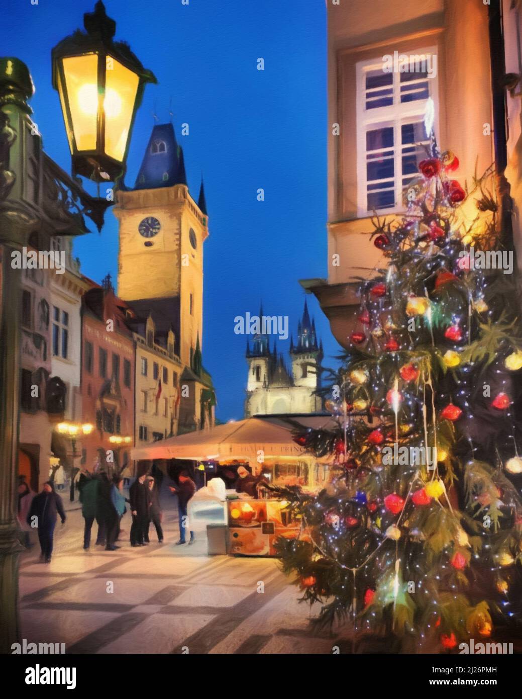 Digital painting modern artistic artwork, Prague Czechia, drawing in ...