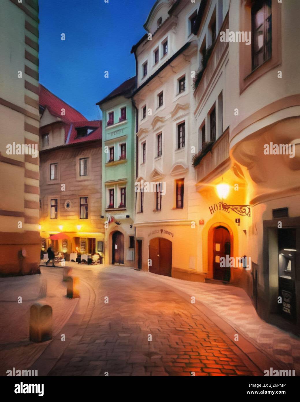 Digital painting modern artistic artwork, Prague Czechia, drawing in ...