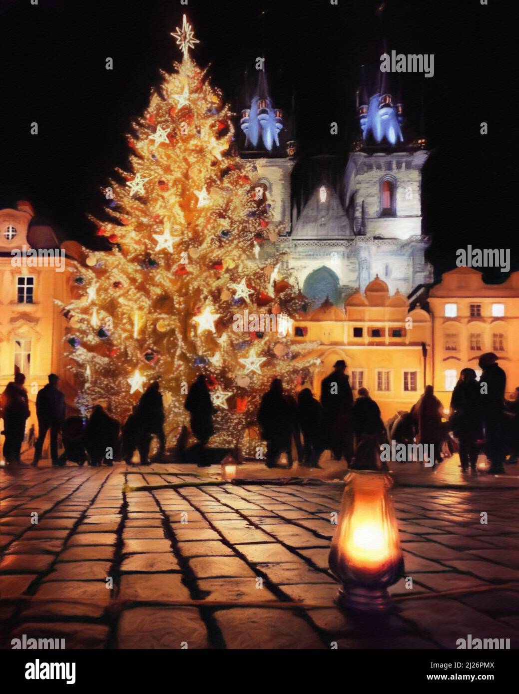 Digital painting modern artistic artwork, Prague Czechia, drawing in ...