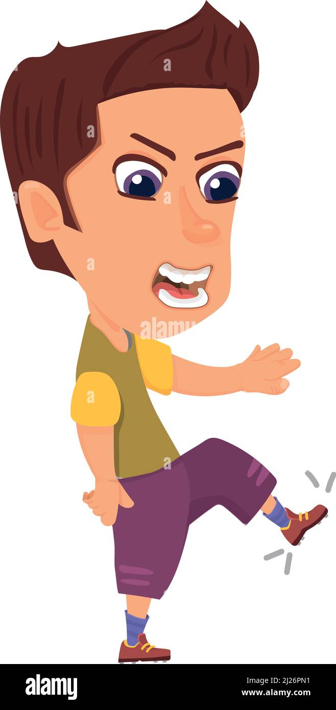 Angry boy kicking air. Aggressive kid behavior Stock Vector Image & Art ...