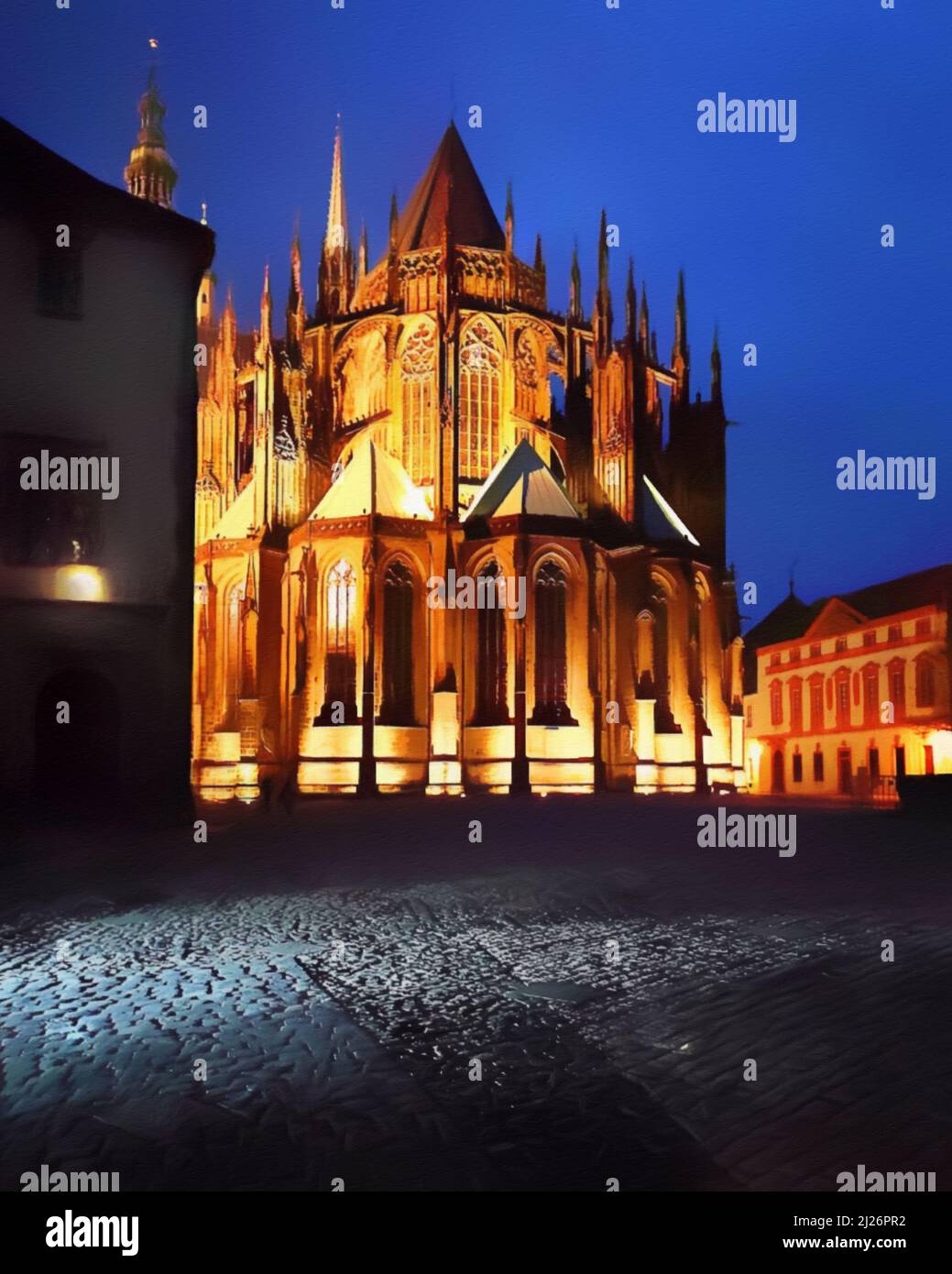 Digital painting modern artistic artwork, Prague Czechia, drawing in ...