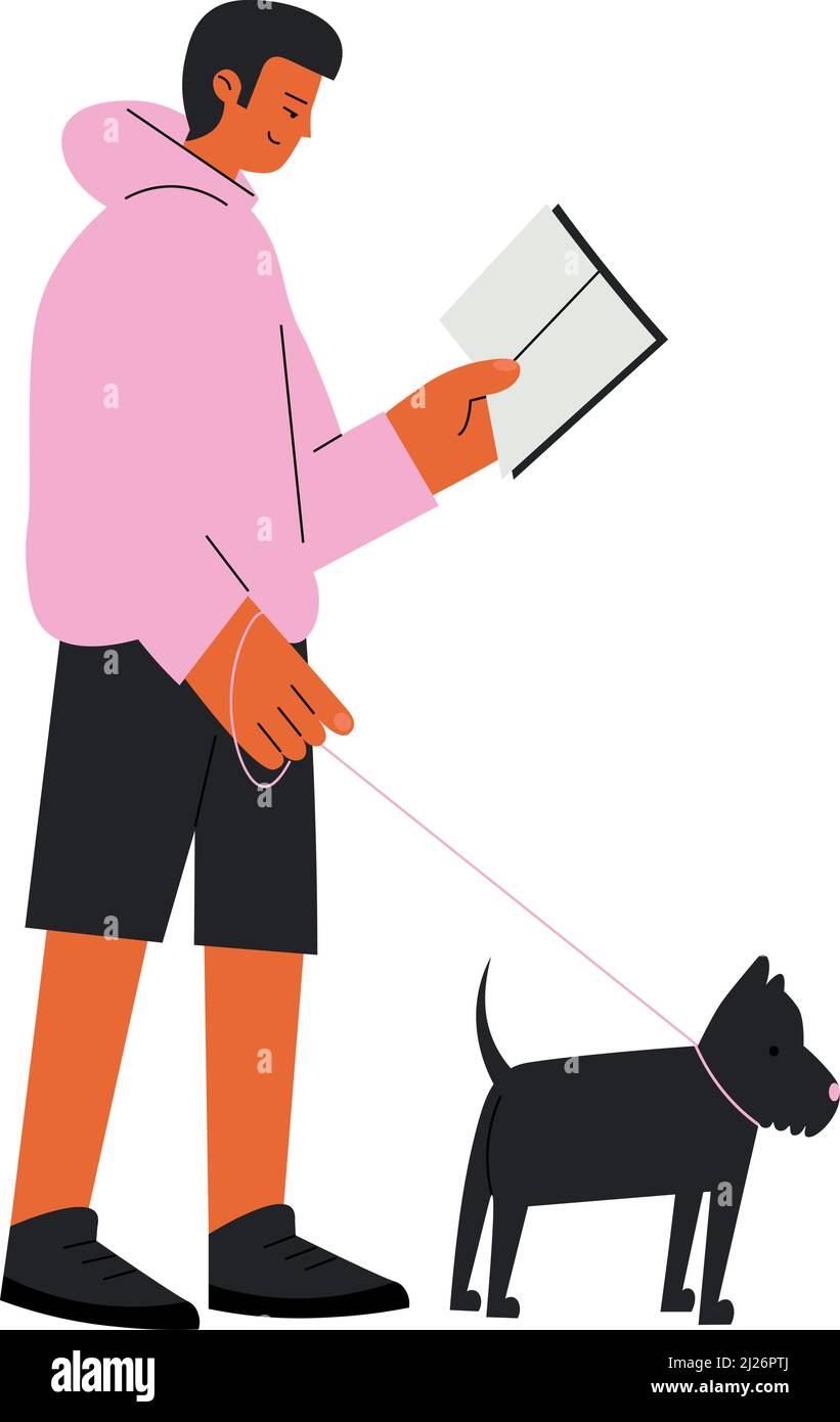 Illustration man walking dog hi-res stock photography and images - Alamy