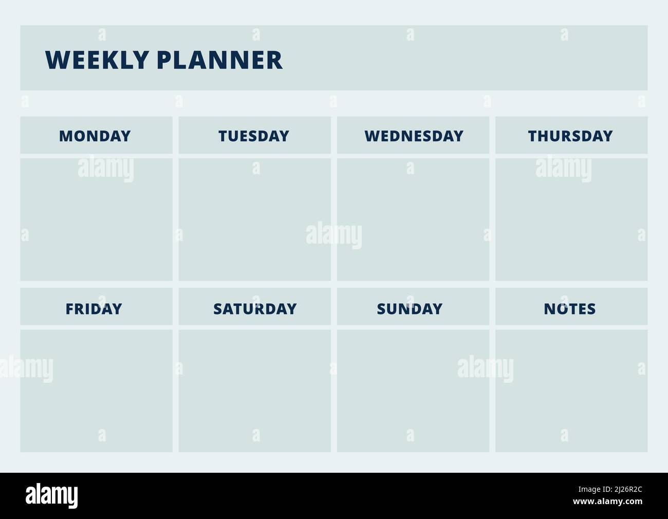 Weekly planner. Horizontal organizer page. Printable template Stock ...