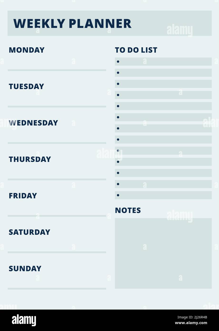 Vertical weekly planner template. Notebook week sheet Stock Vector ...