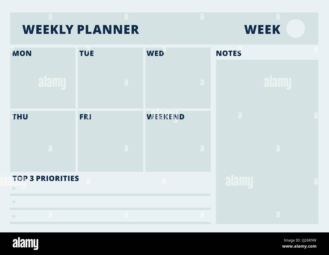 Printable weekly planner template. Blank horizontal page Stock Vector ...