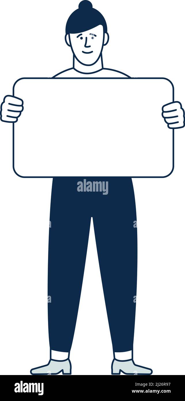 Man standing with blank placard. Message template Stock Vector Image ...