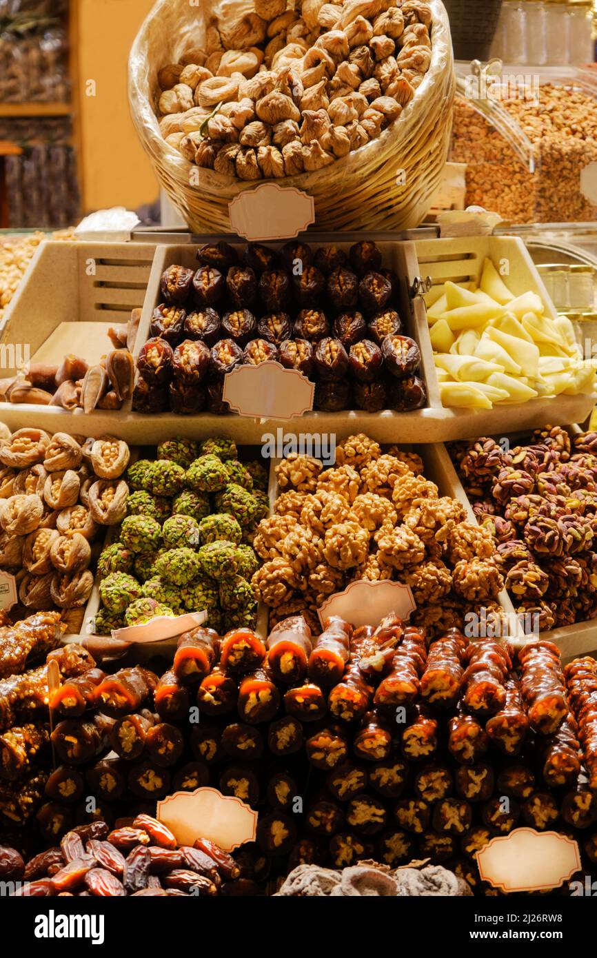 Traditional Turkish delicacies, nuts, dried fruits and desserts in ...