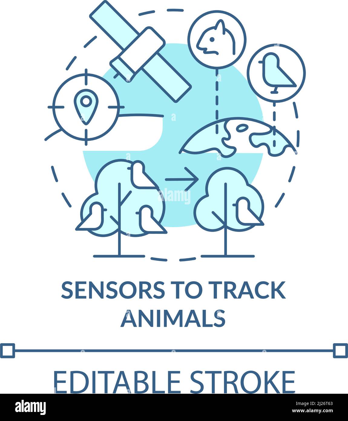 Sensors to track animals turquoise concept icon Stock Vector Image ...