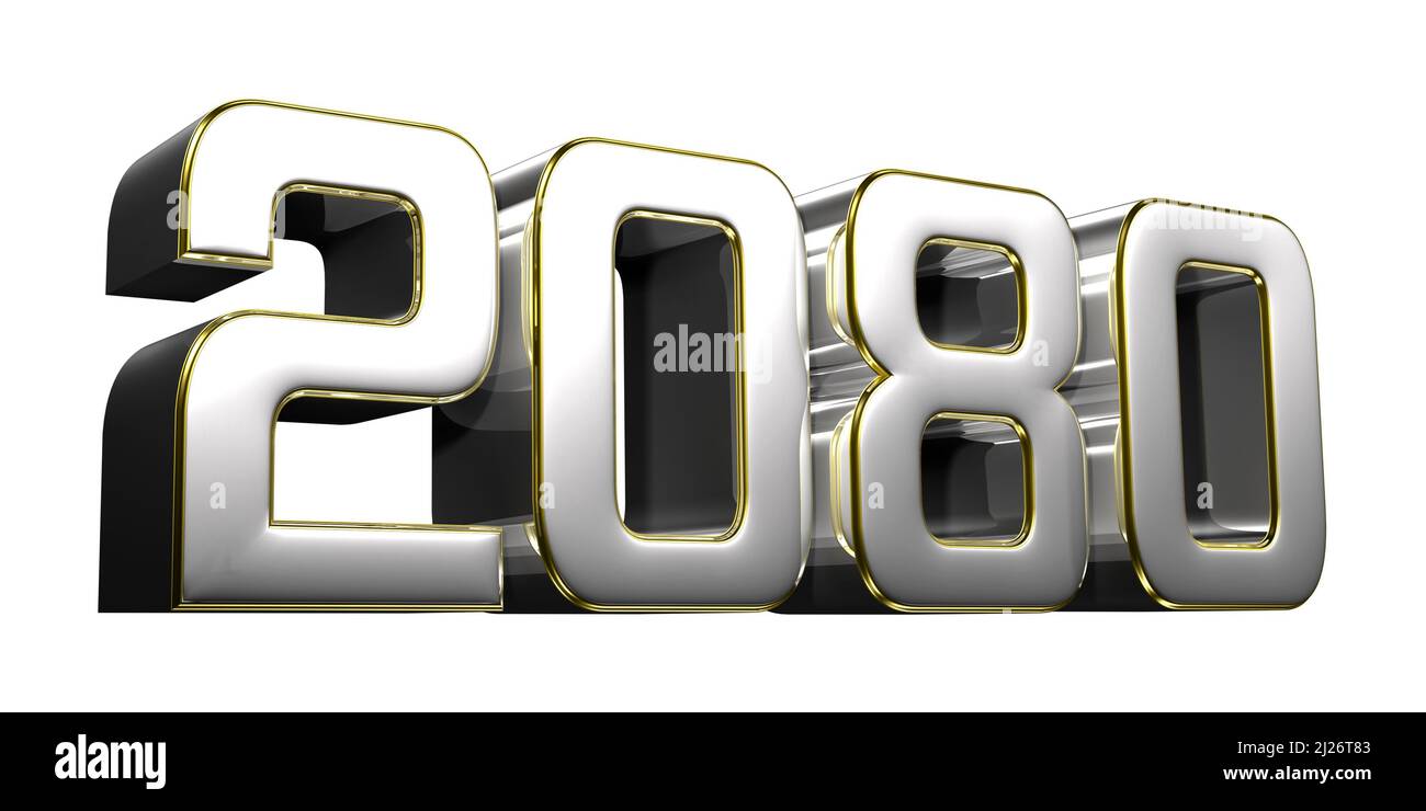 2080 stainless steel gold rim 3D illustration on white background with ...