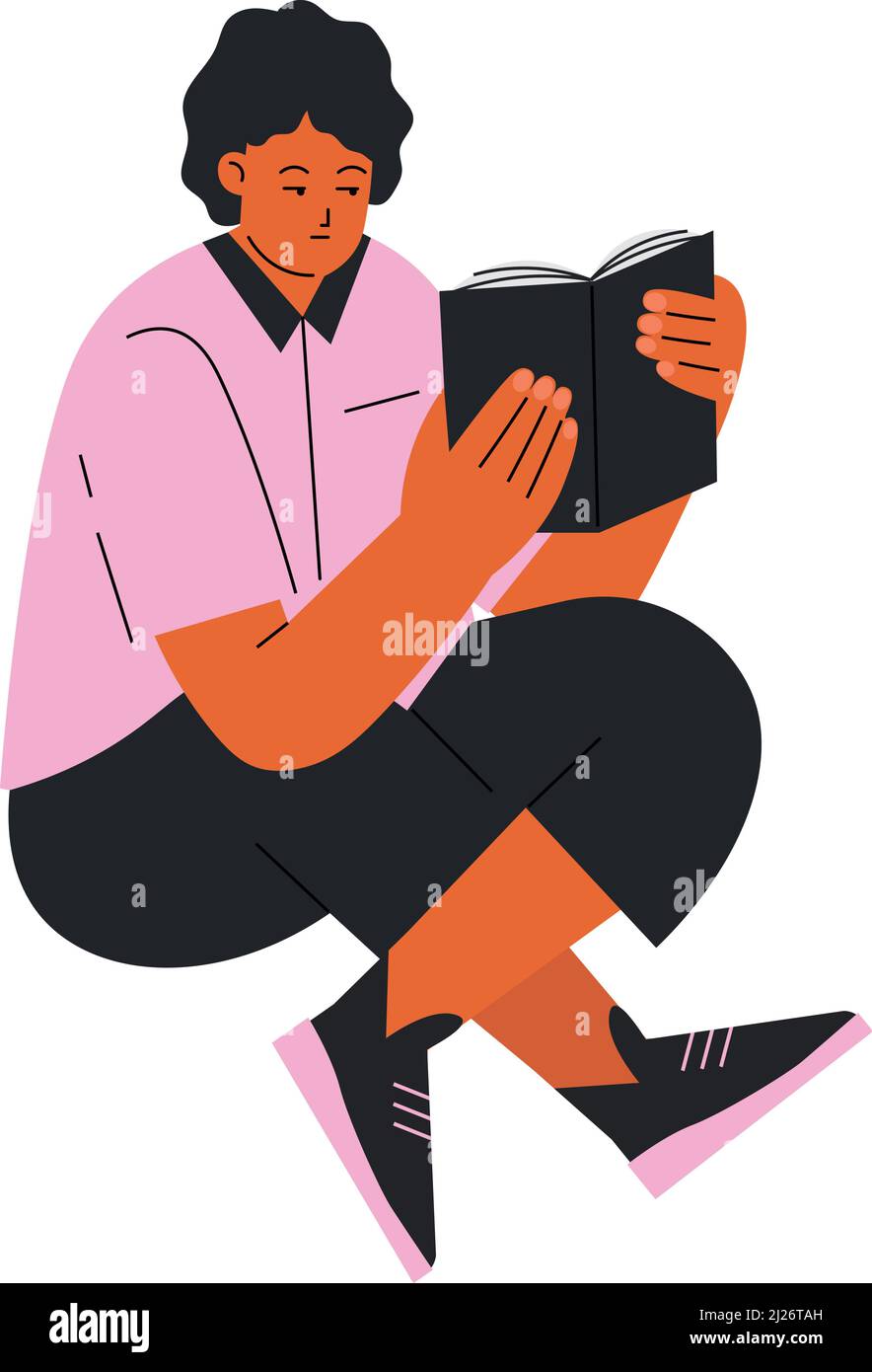 Man girl sitting reading Cut Out Stock Images & Pictures - Alamy