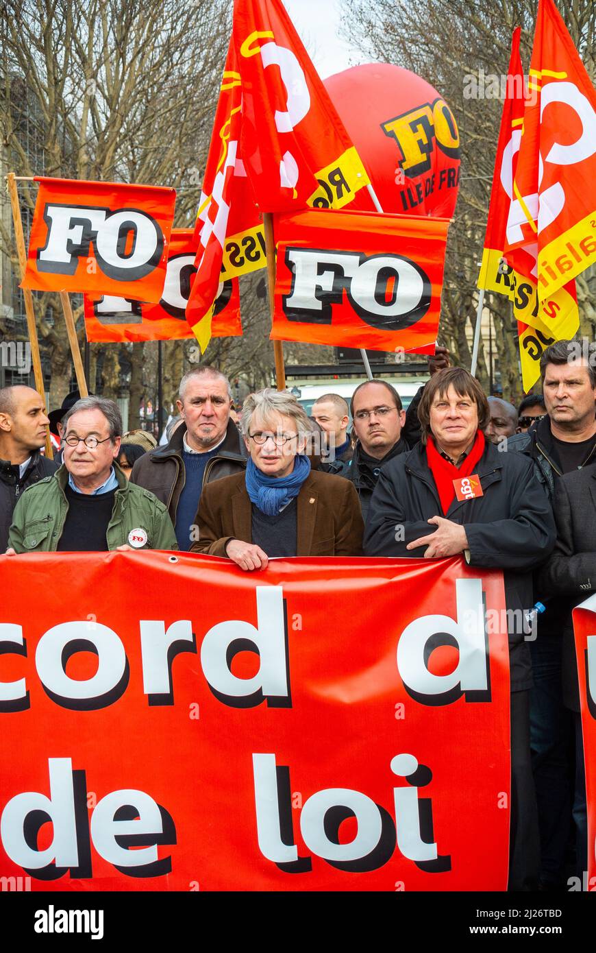 Paris, France, French Labor Trade Unions, CGT, Force Ouvriere ...