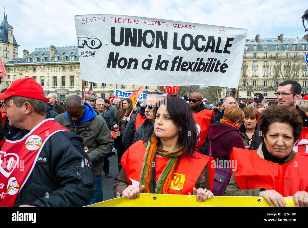 Paris, France, French Labor Trade Unions, CGT, Force Ouvriere ...