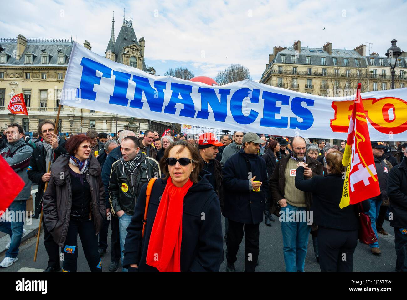Paris, France, French Labor Trade Unions, CGT, Force Ouvriere, Public ...