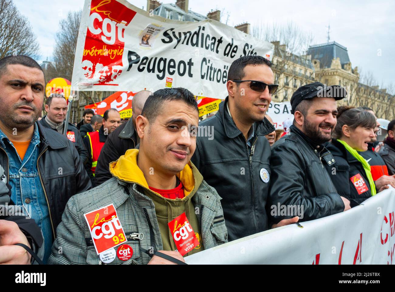 Paris, France, French Labor Trade Unions, CGT, Force Ouvriere ...