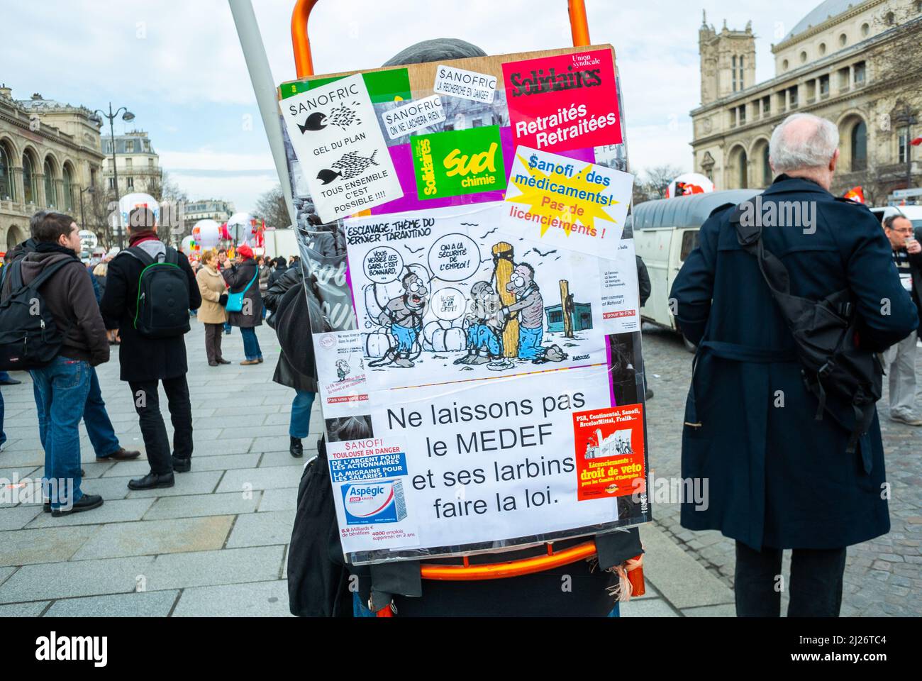 Paris, France, French Labor Trade Unions, CGT, Force Ouvriere ...