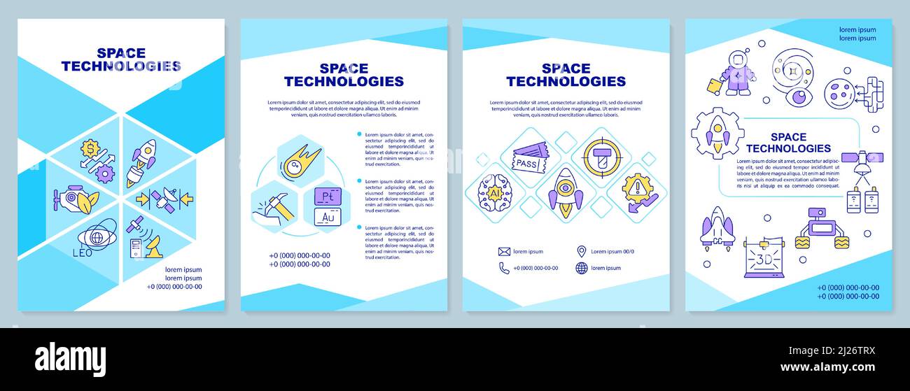 Space technologies blue brochure template Stock Vector Image & Art - Alamy