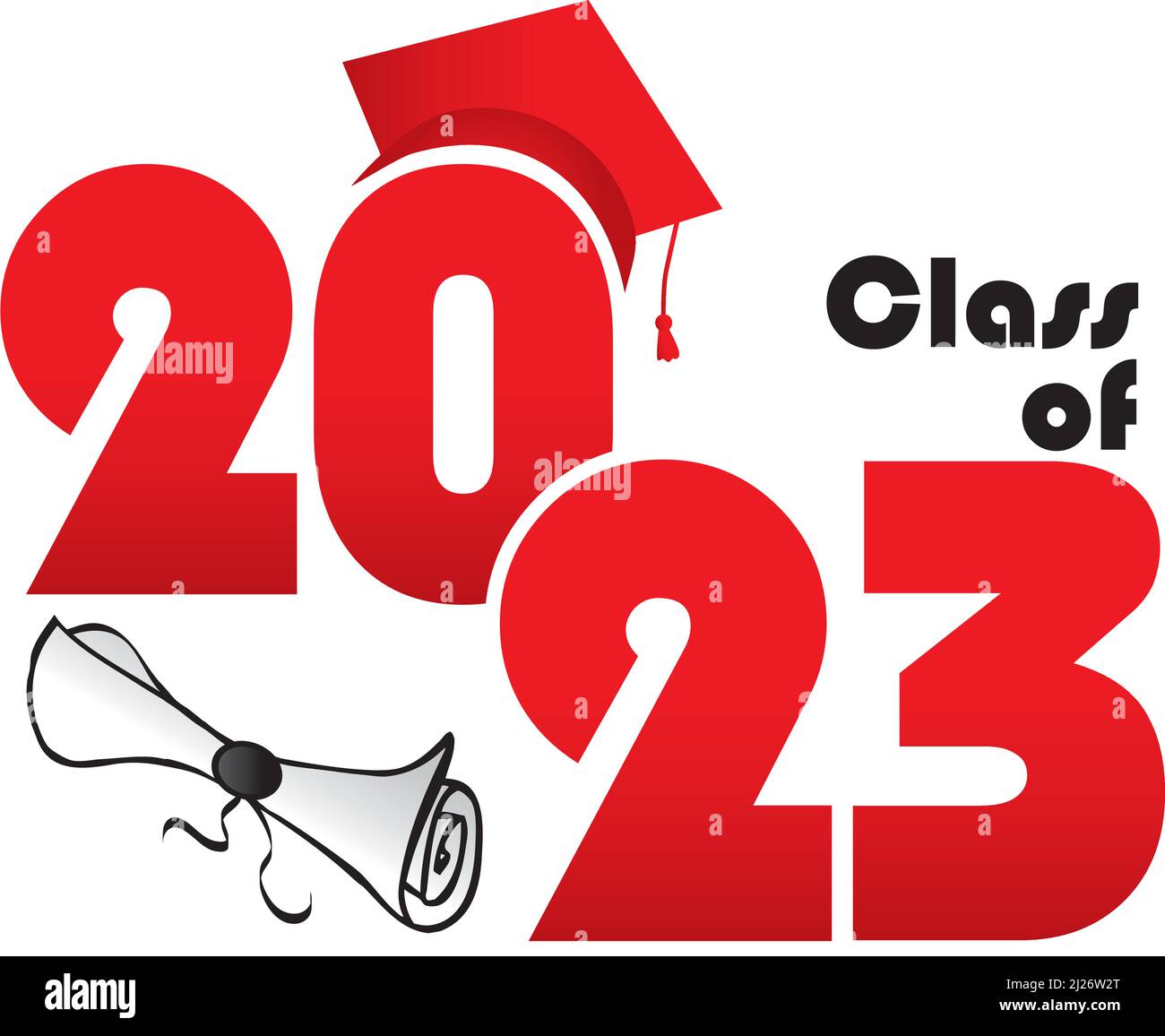 Red Class of 2023 with diploma and hat stacked Stock Vector Image & Art ...