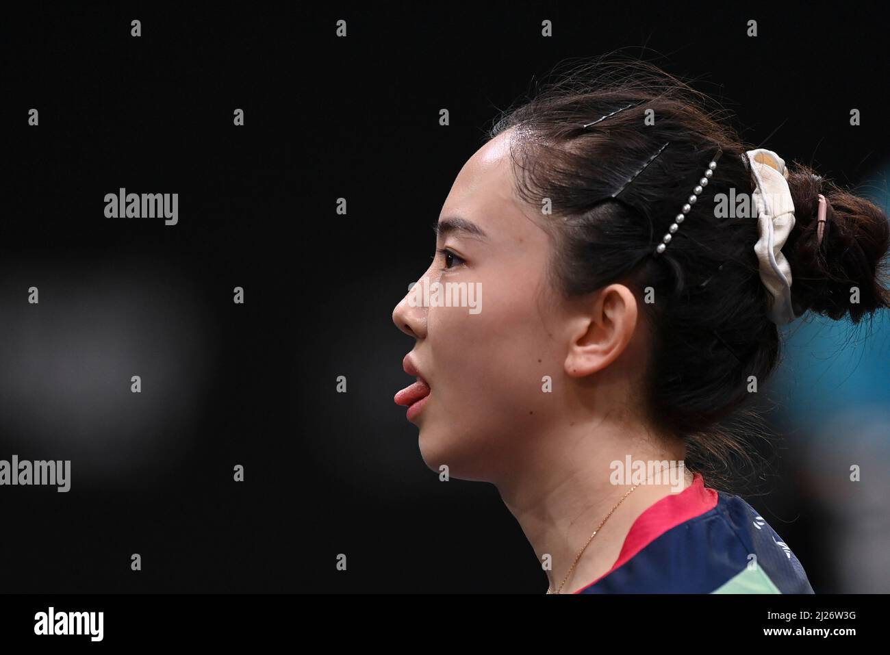 Doha, Qatar. 29th Mar, 2022. Jeon Jihee of South Korea reacts during ...