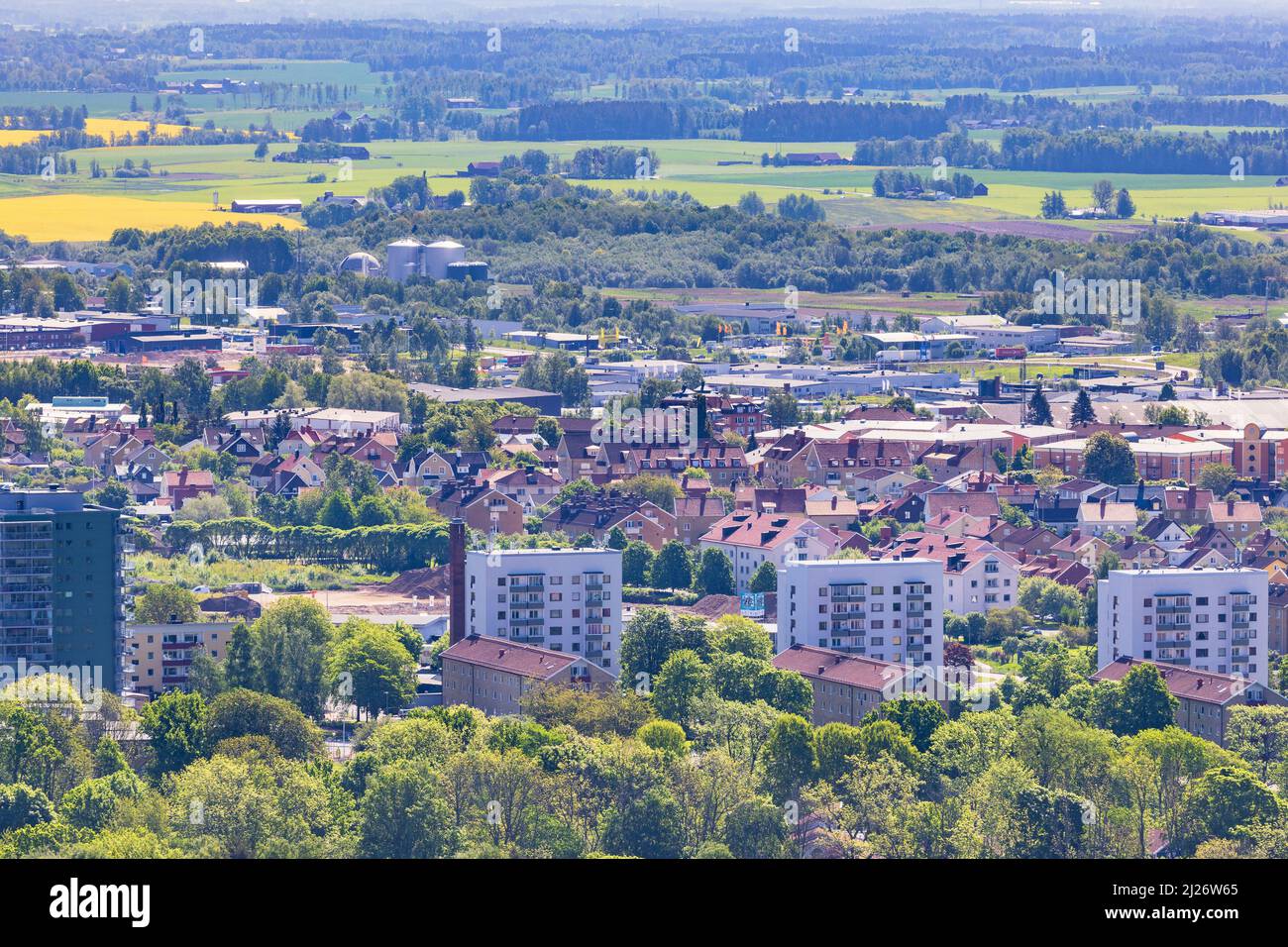 High rise building in a Swedish small town Stock Photo - Alamy