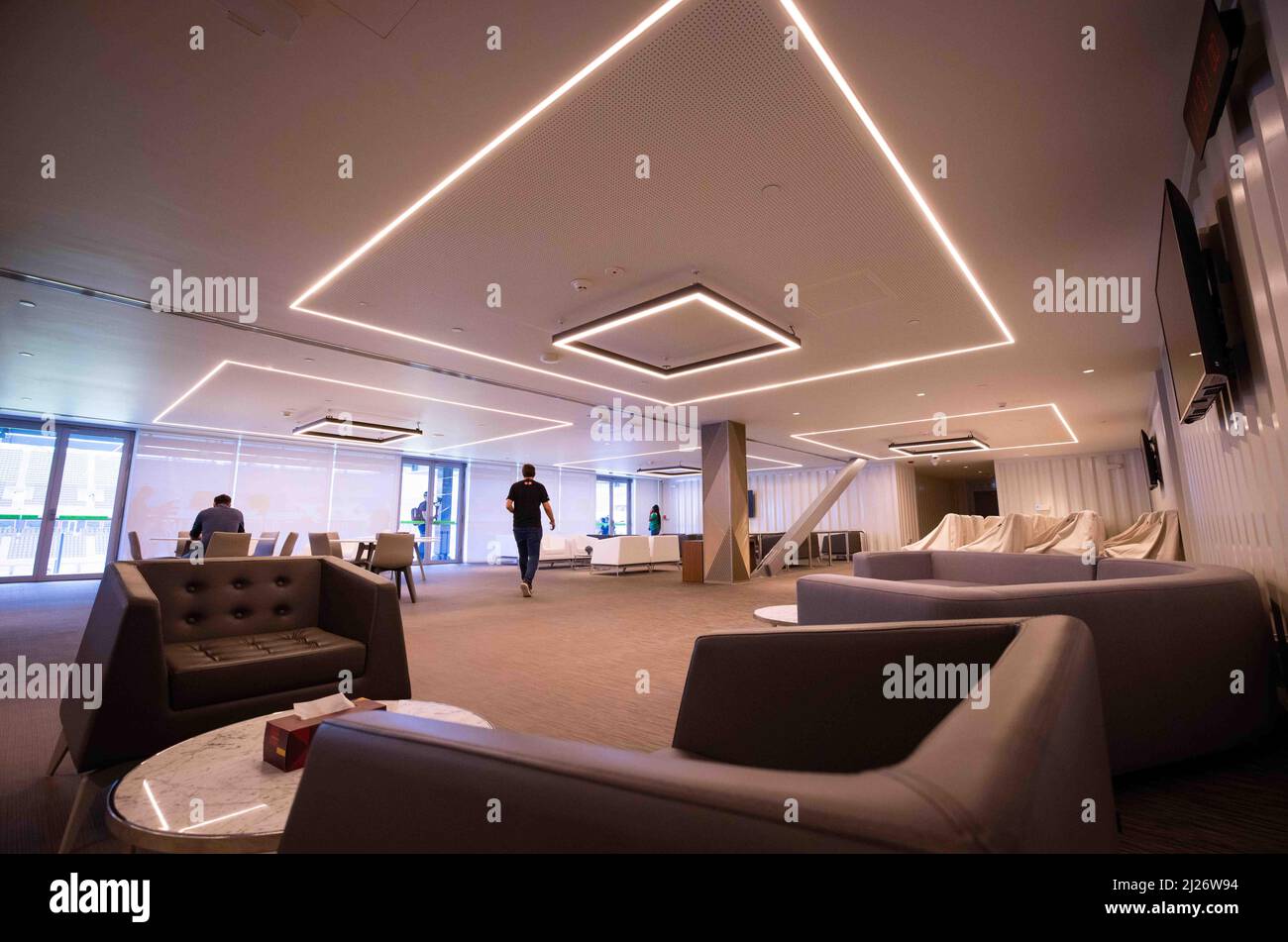 Doha, Qatar. 30th Mar, 2022. View into a VIP lounge in Stadium 974 ...