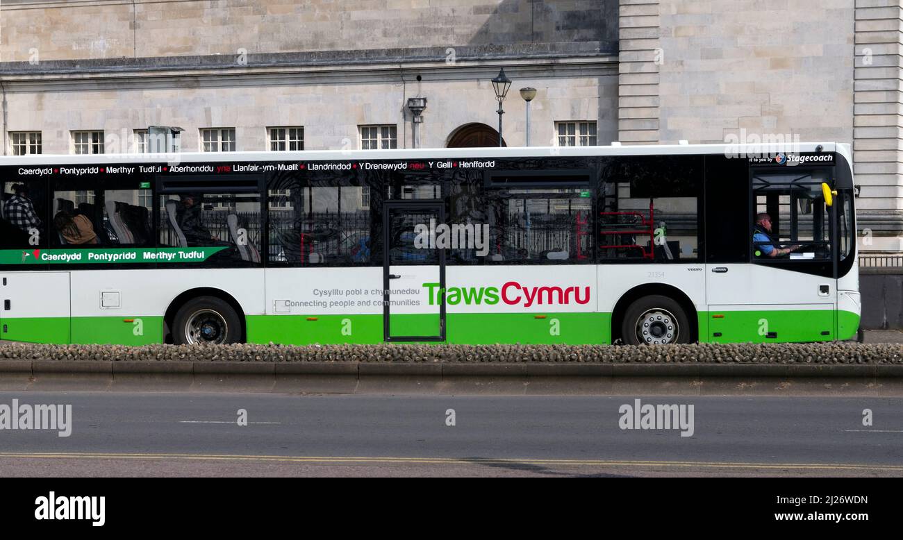 Traws Cymru bus on North Road Cardiff, coming into Cardiff centre by ...