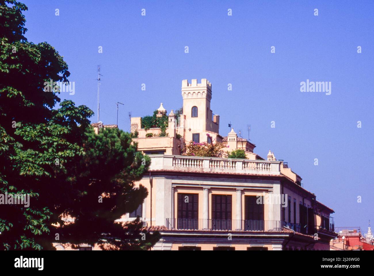 Roof terrace and garden Rome Italy Stock Photo - Alamy