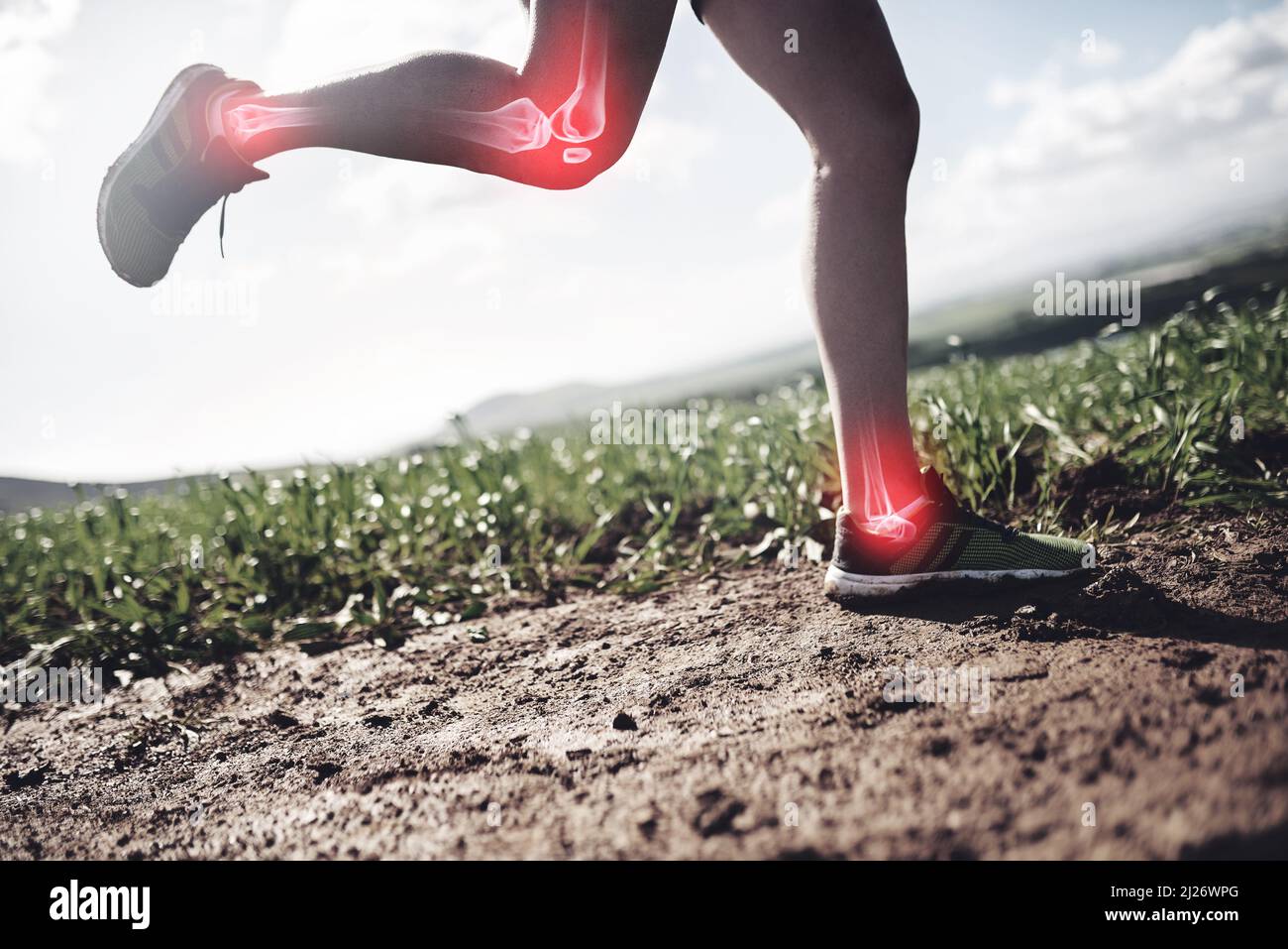 His joints are taking a beating. Shot of an unrecognizable man running ...