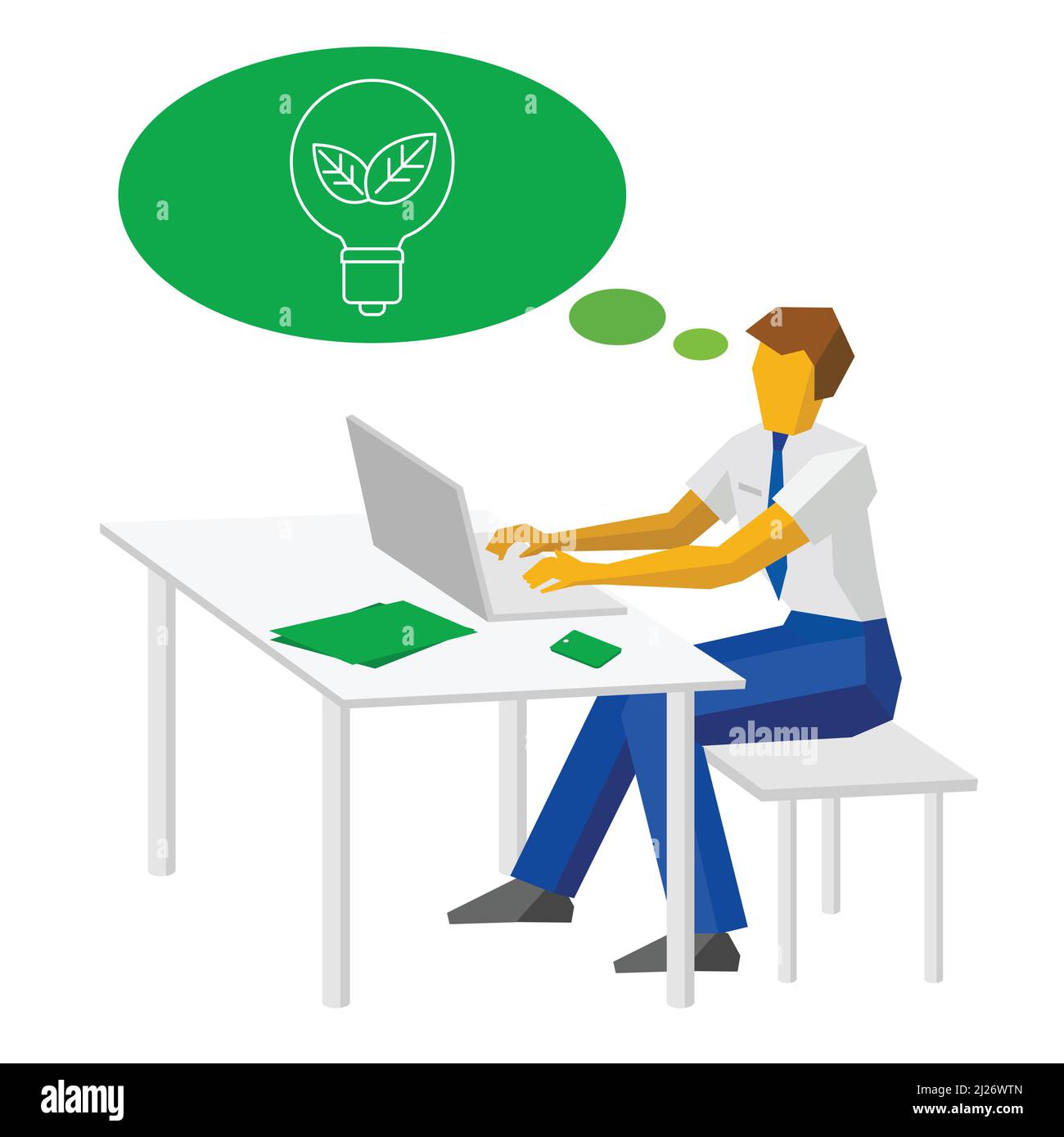 Business man thinking laptop Stock Vector Images - Alamy