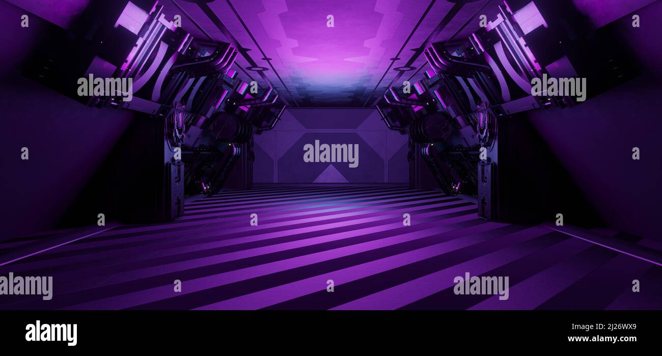 Futuristic Science Fiction SciFi Corridor Hallway Hangar Interior ...