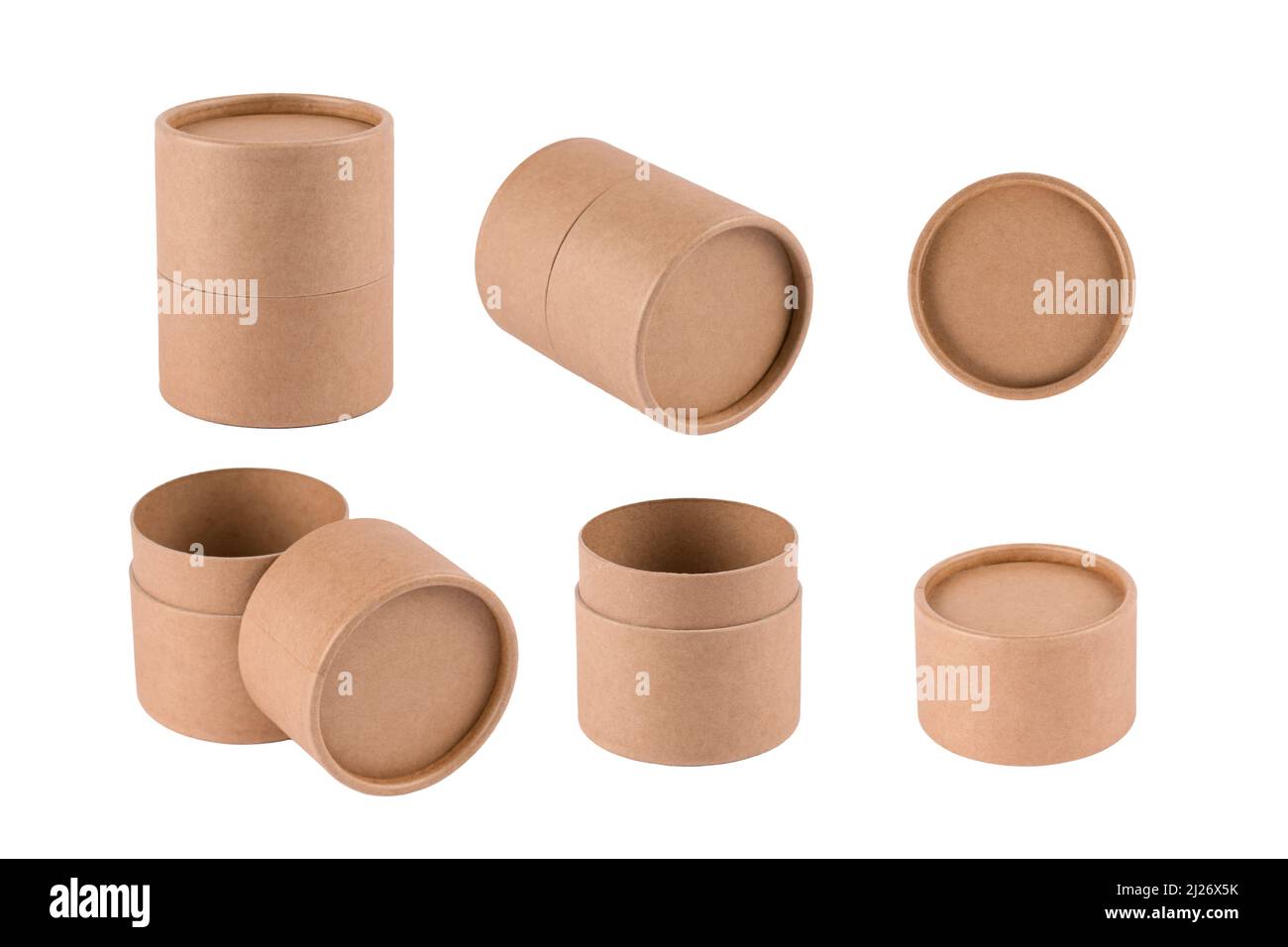 Mockup image of paper tube with paper cap in different positions ...