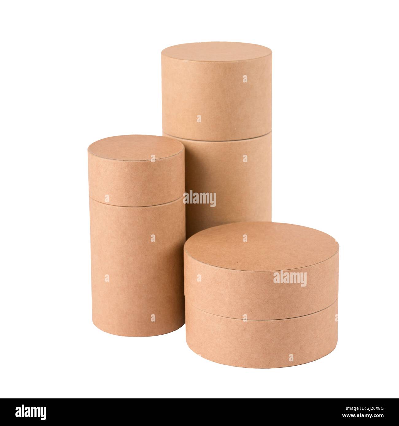 Set of paper tubes with paper caps in different sizes isolated on white ...