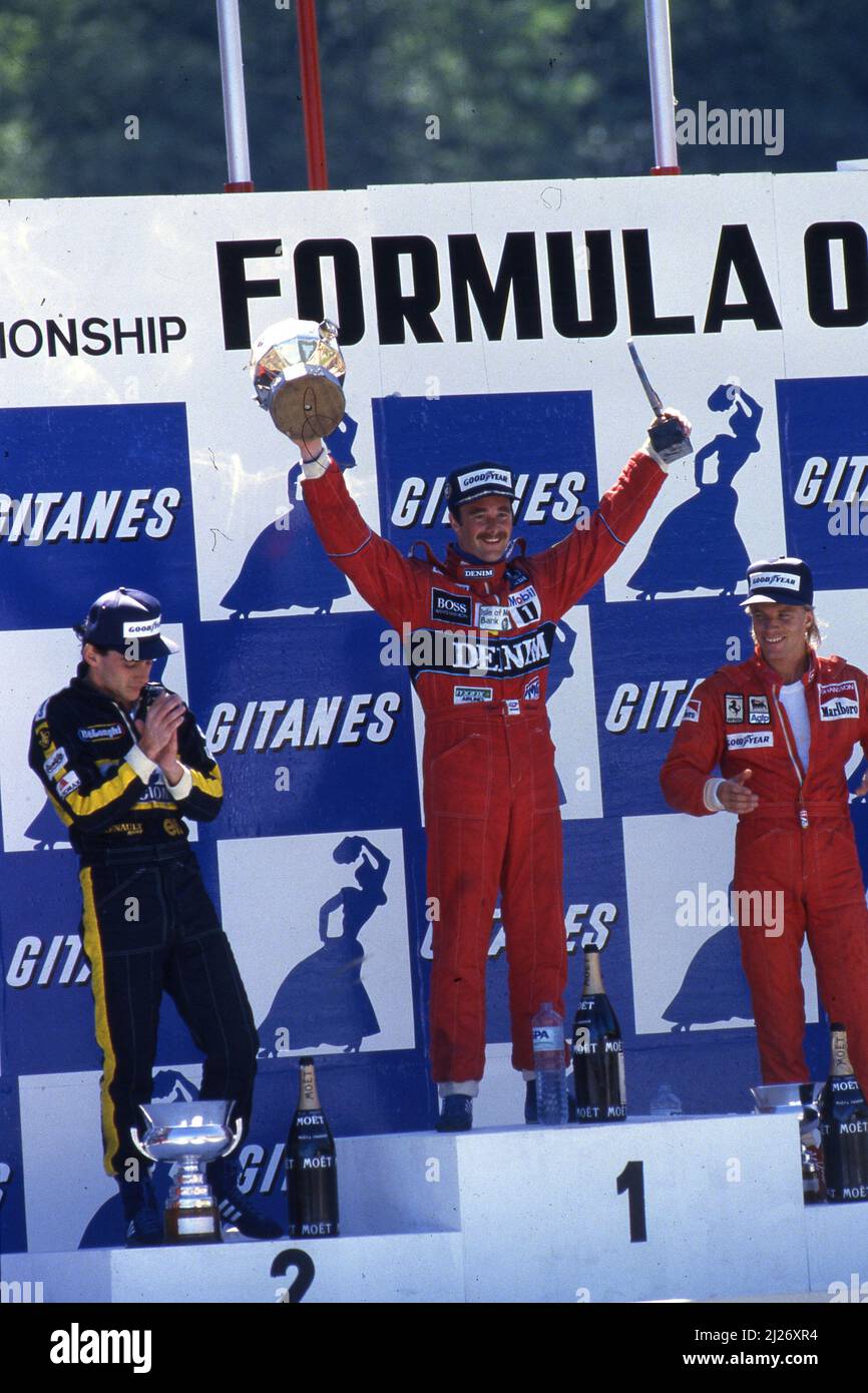 Ayrton Senna da Silva (BRA) Lotus 2nd position Nigel Mansell (GBR ...