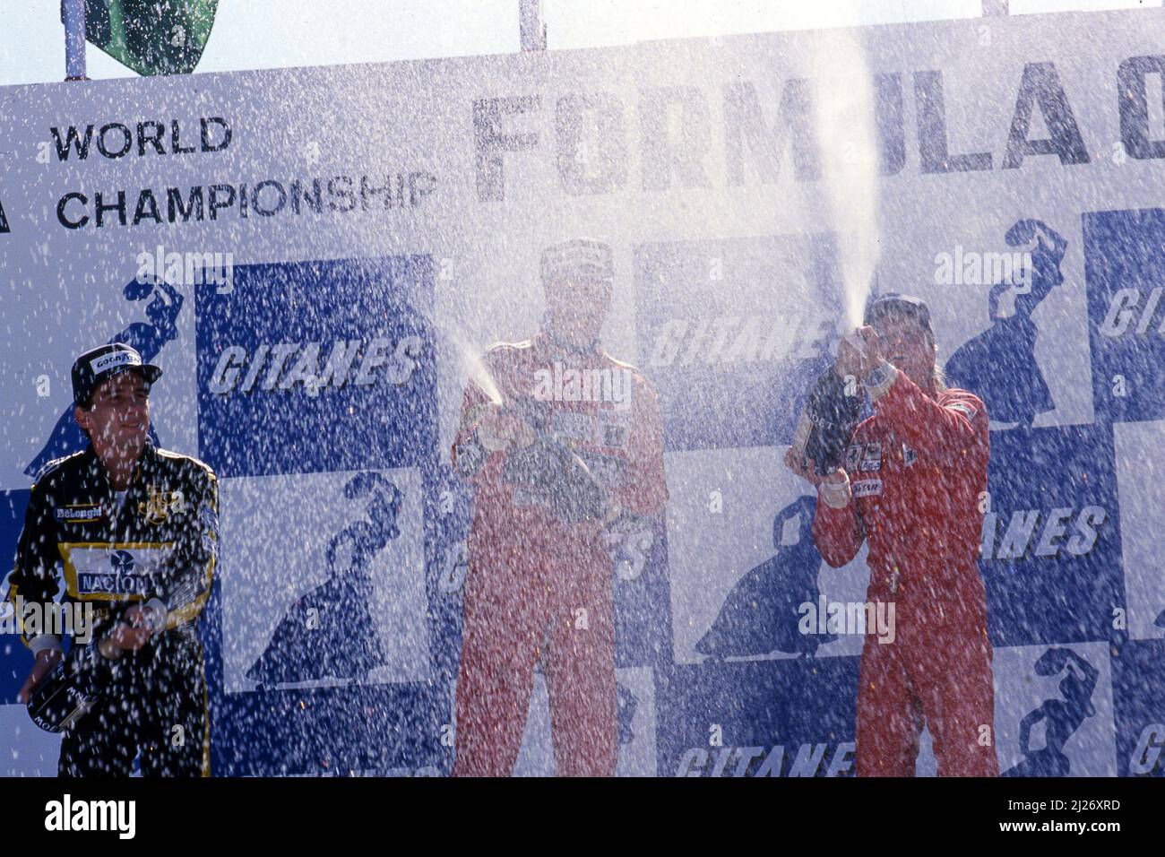 Ayrton Senna da Silva (BRA) Lotus 2nd position Nigel Mansell (GBR ...