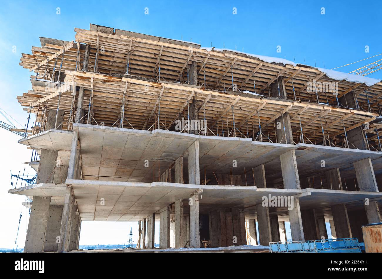 Concrete box of the building under construction. Skyscraper is built ...