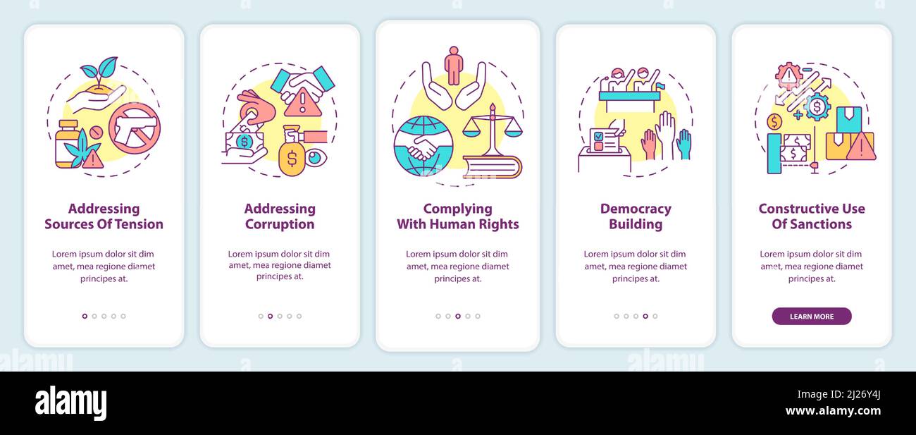 Preventing armed conflicts onboarding mobile app screen Stock Vector Image & Art - Alamy