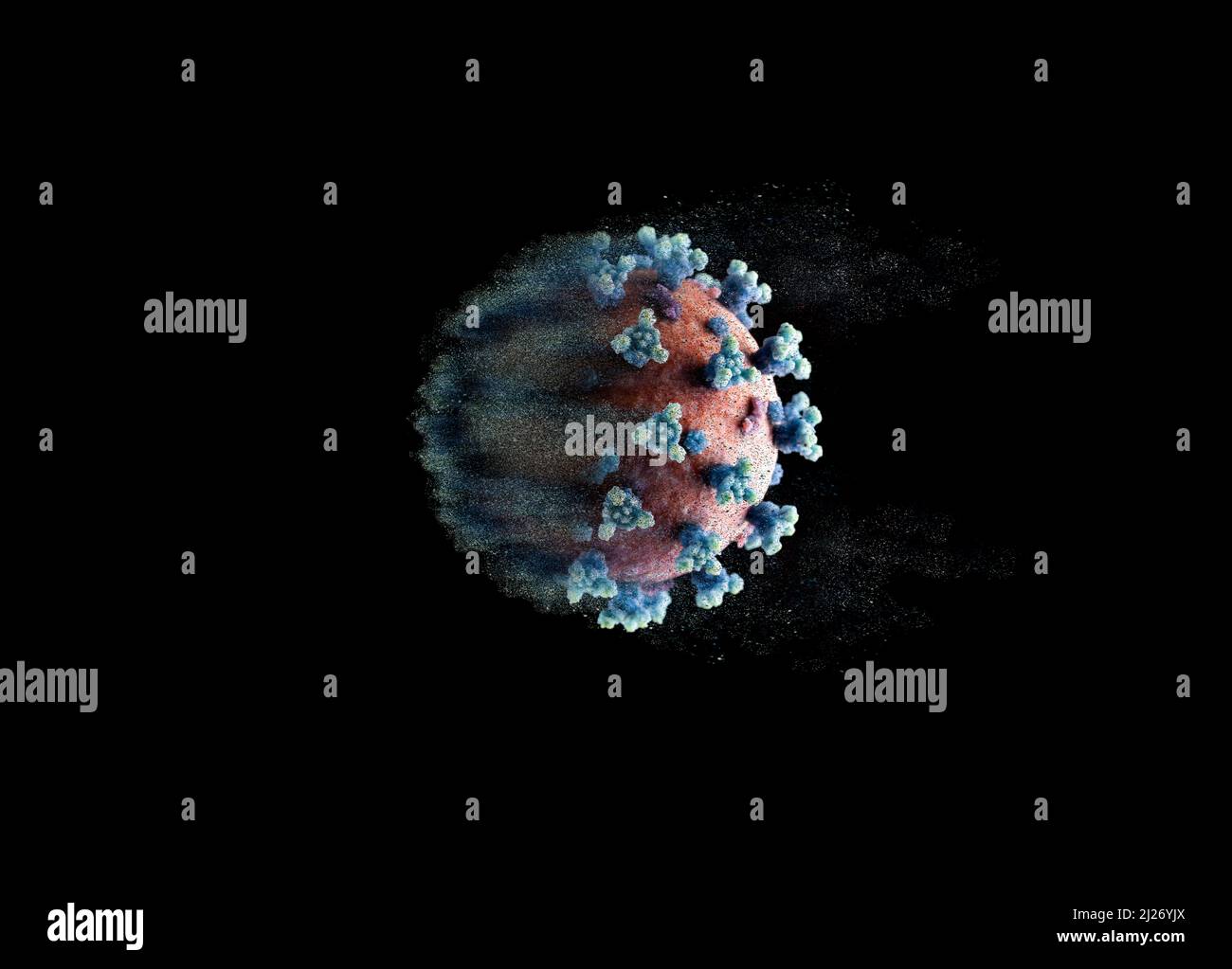 decomposing coronavirus on a black space Stock Photo - Alamy