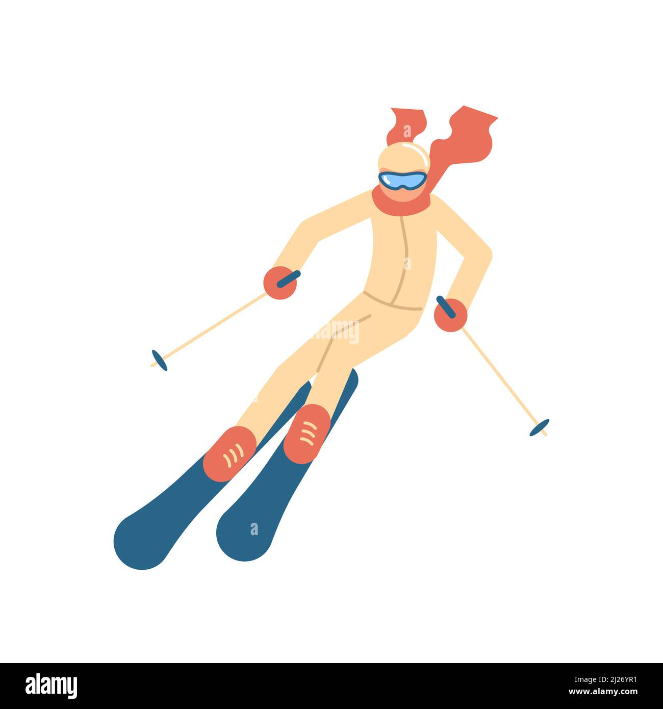 Cartoon skier in motion isolated on white background Stock Photo - Alamy