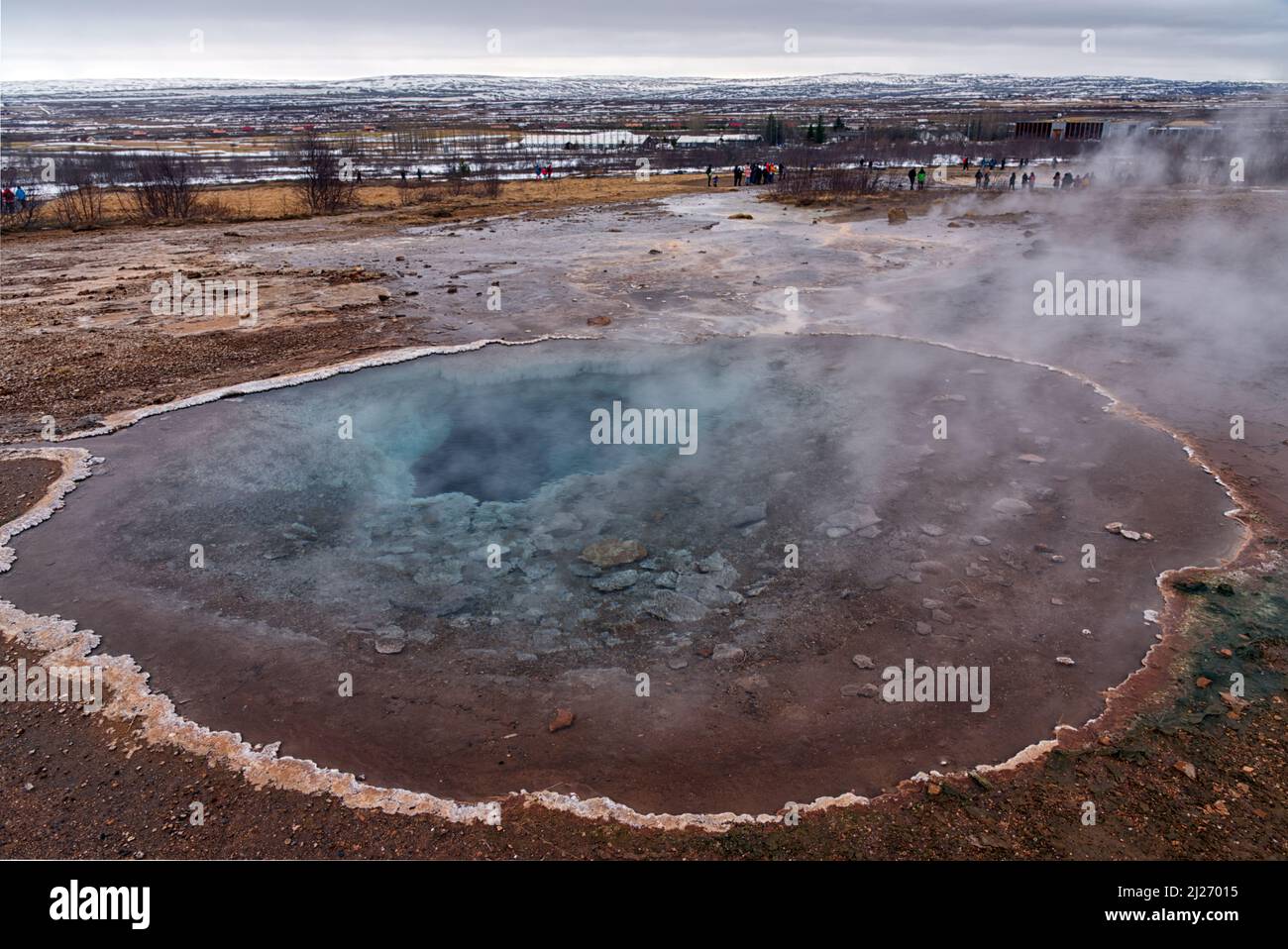 Hot Thermal Pool with steam rising in Geyser Iceland Stock Photo - Alamy