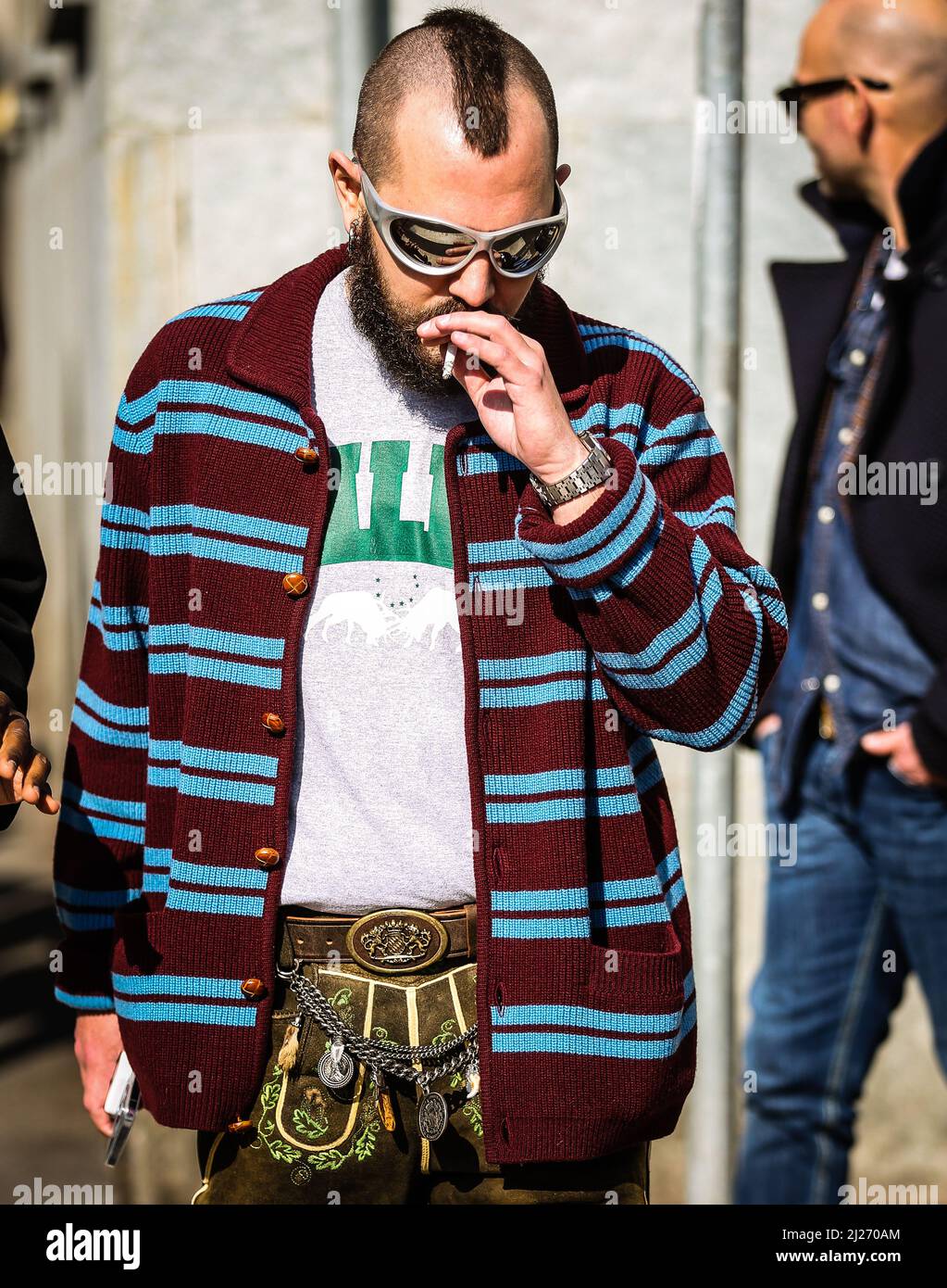 MILAN, Italy- February 25 2022: Marc Goehring on the street in Milan ...