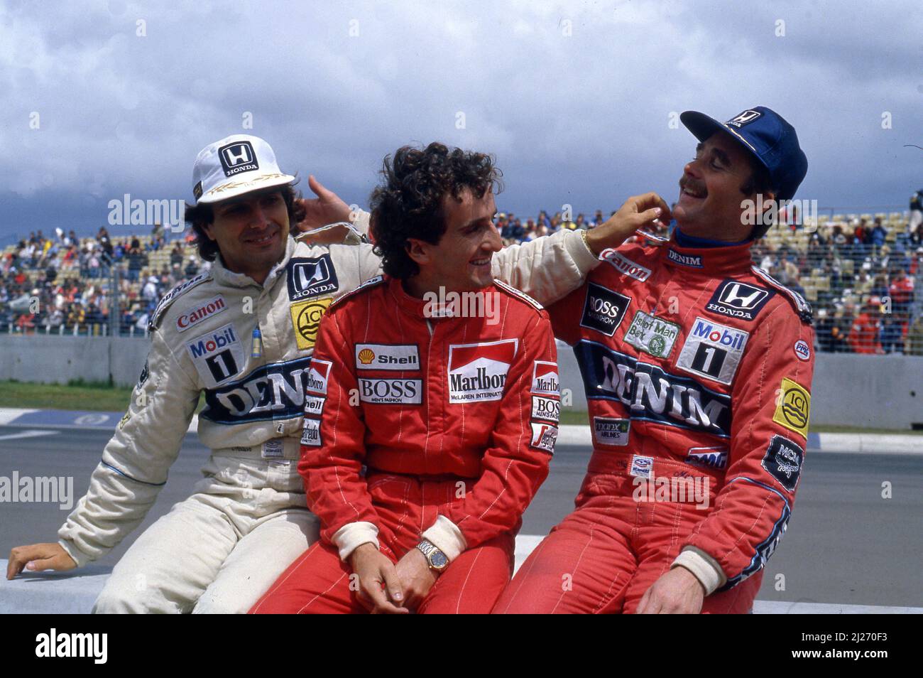 Nelson Piquet (BRA) Williams,Alain Prost (FRA) McLaren and Nigel ...