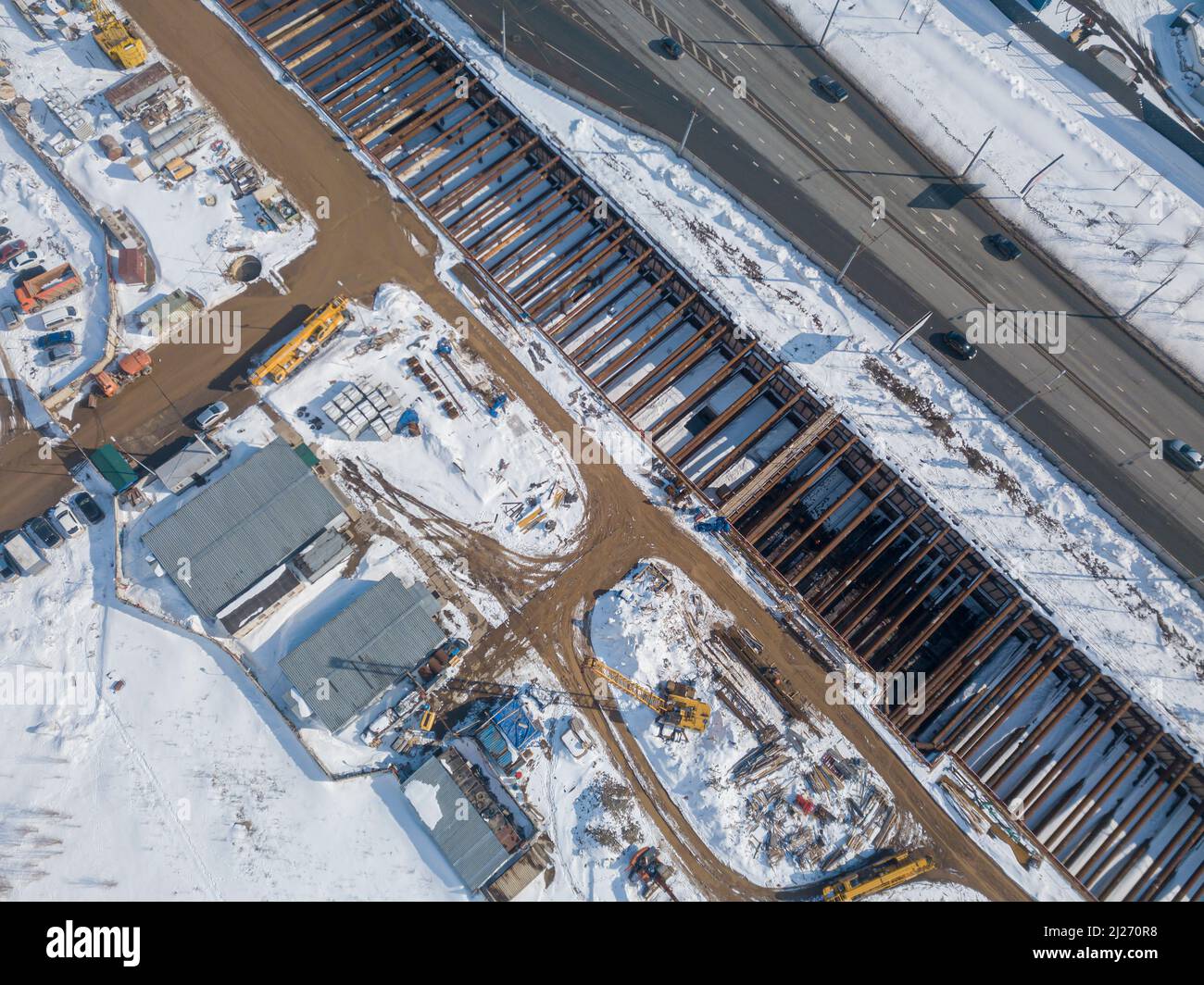 Construction of a new subway station. Construction of subway tunnels in ...