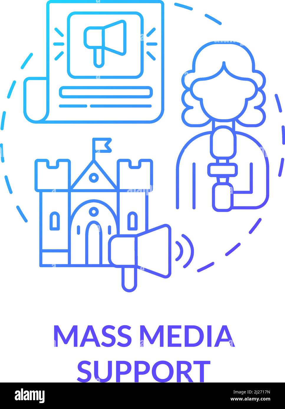 Mass media support blue gradient concept icon Stock Vector Image & Art ...
