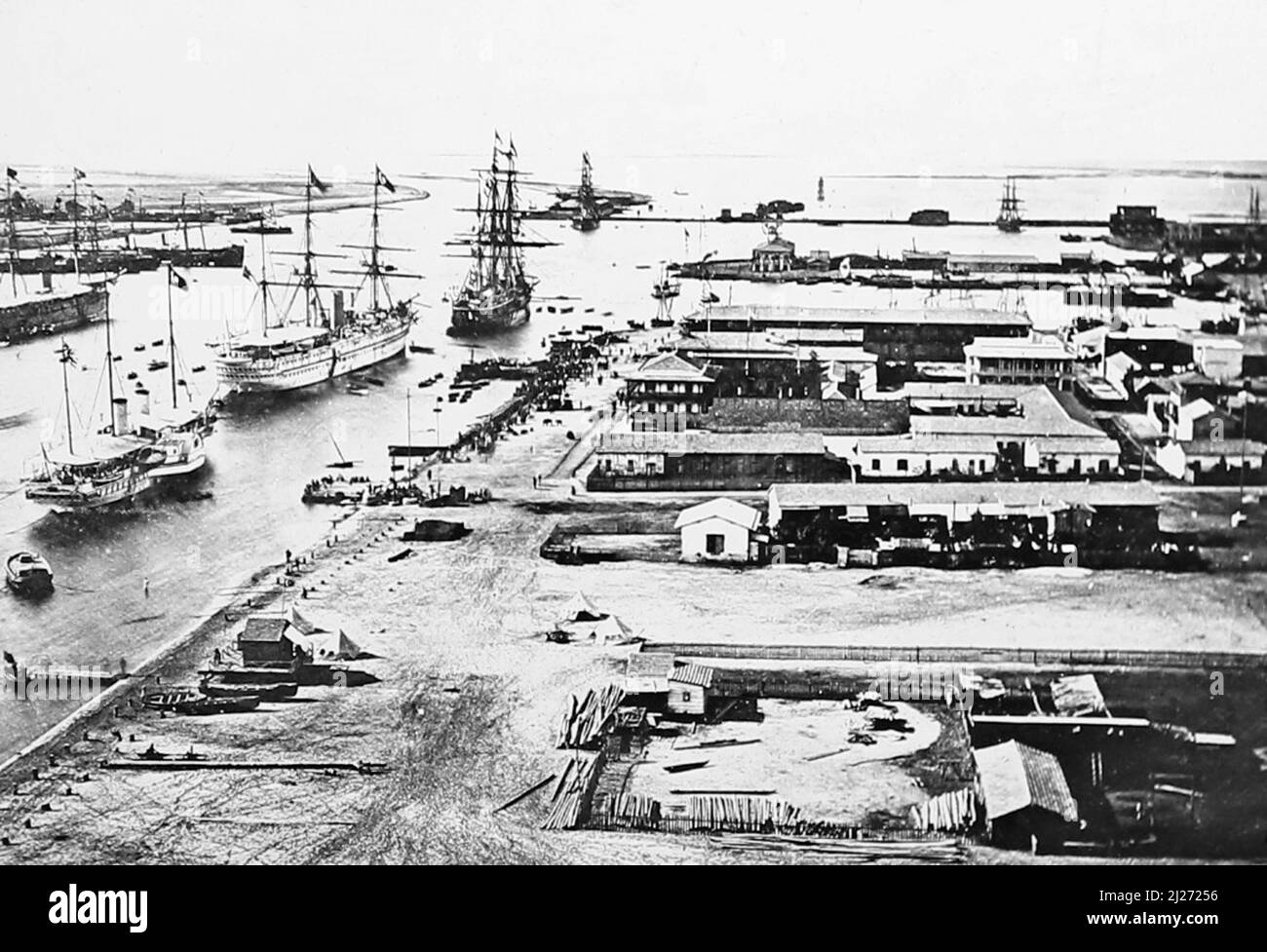 Suez Canal at Port Said, Egypt, Victorian period Stock Photo - Alamy